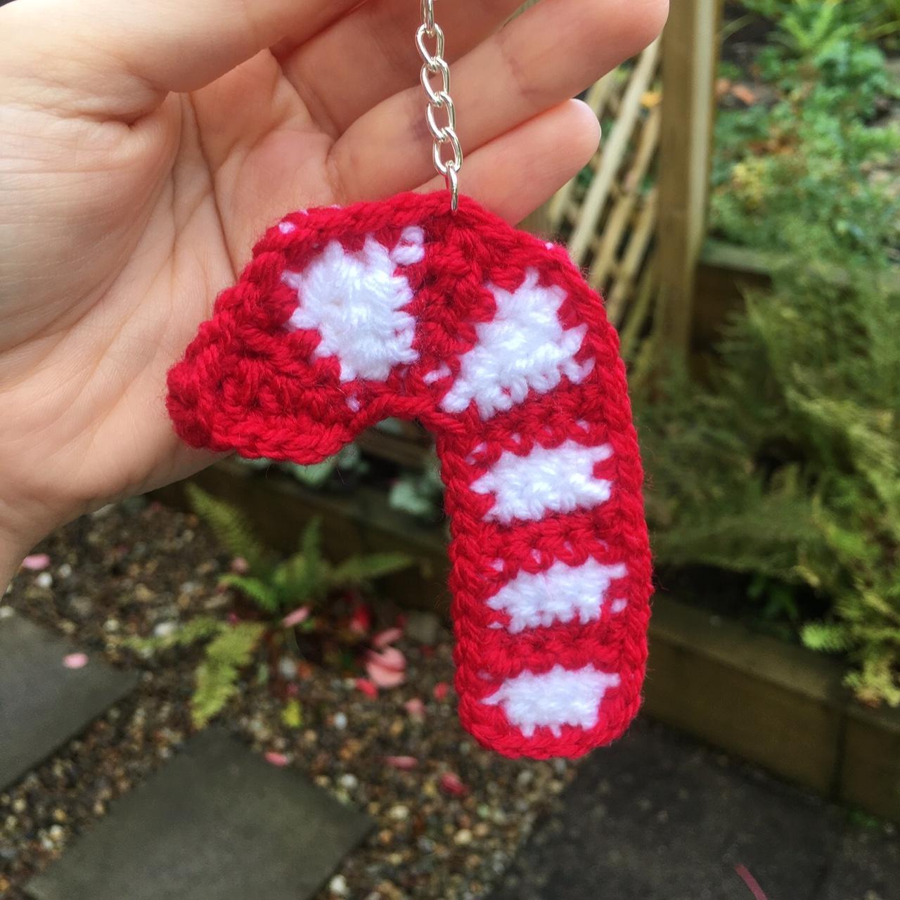 Candy cane keychain ♥️🤍 Crochet keychain perfect for... - Depop