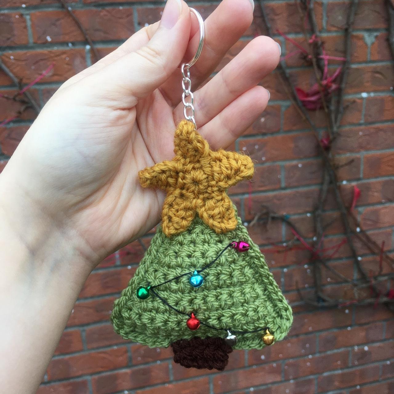 Crochet Christmas tree keychain 🎄 Made with acrylic... - Depop