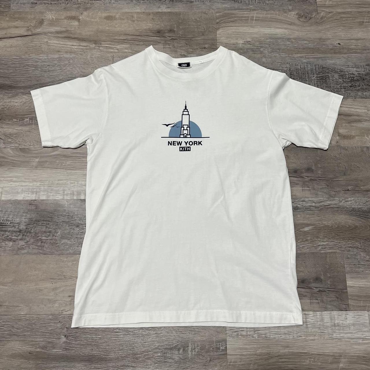 Kith Men's White and Blue T-shirt | Depop