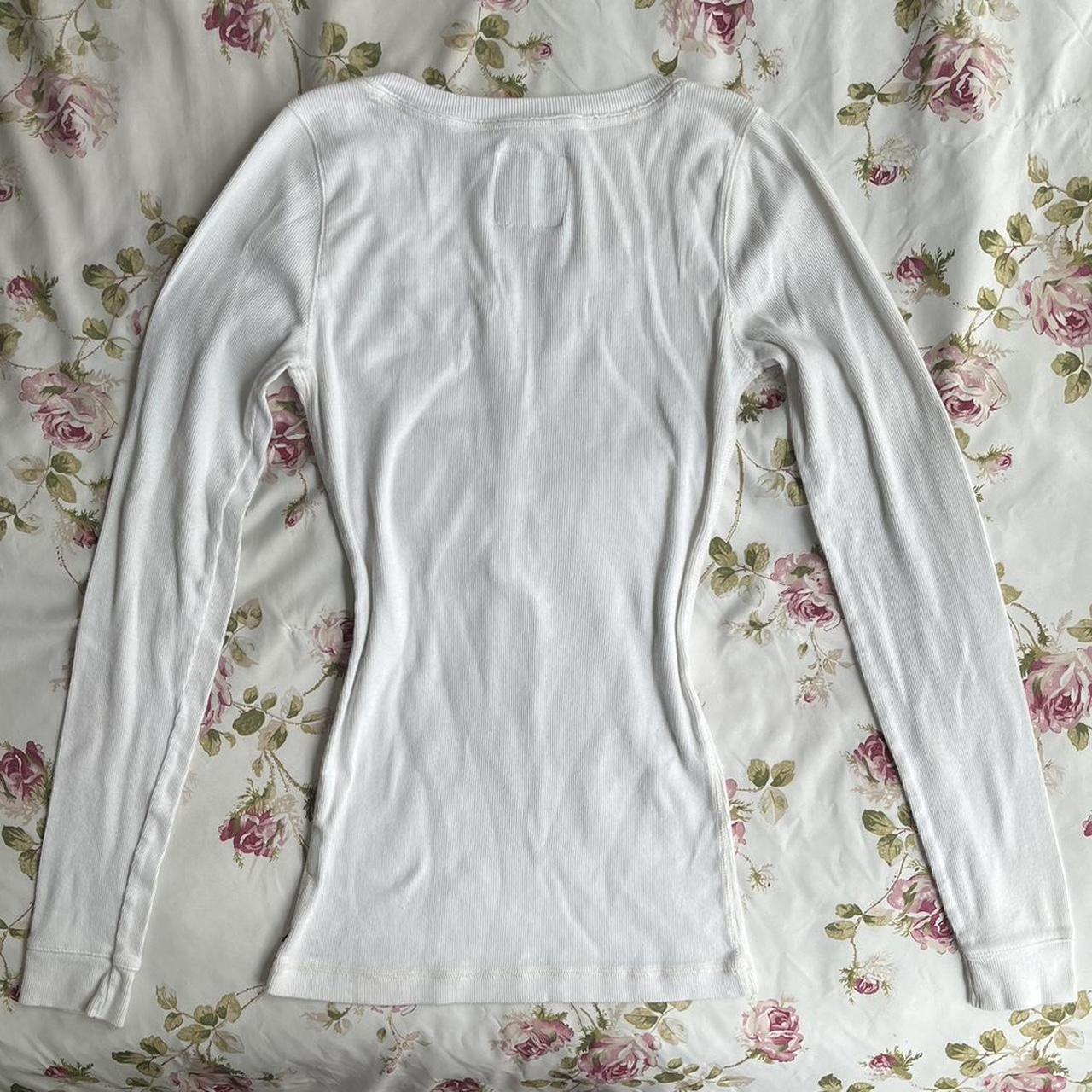 y2k abercrombie and fitch babydoll henley top size... - Depop