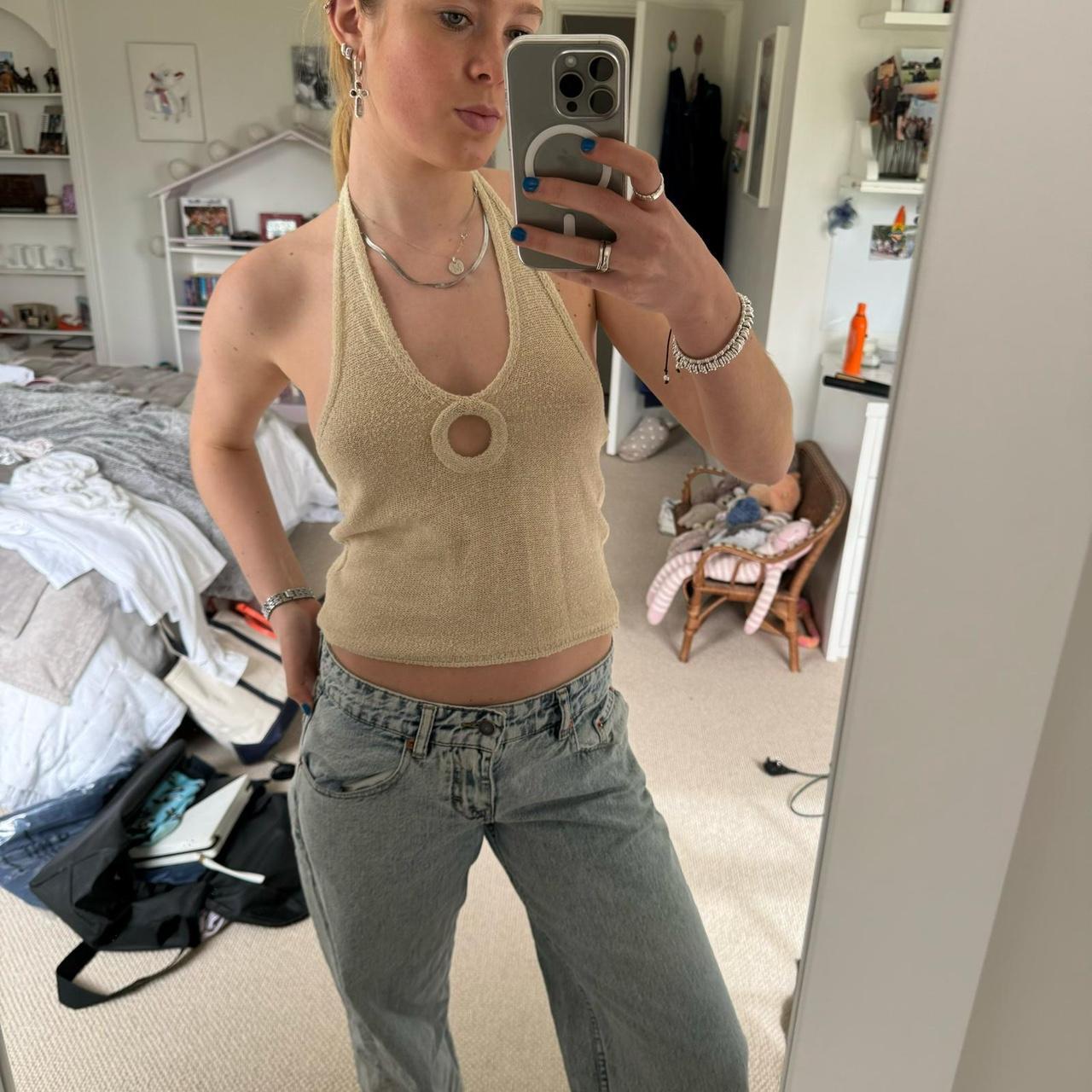 ASOS gold top So cool for summer Size 6 Hardly worn - Depop