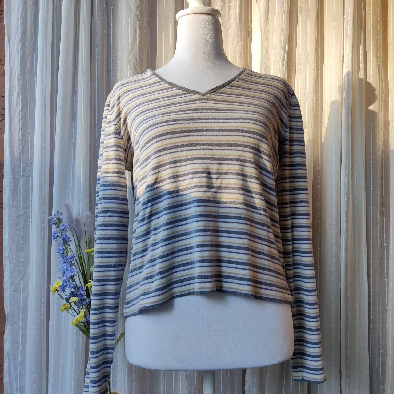 ₊⊹Multi-colored striped long-sleeve top⊹₊ Great... - Depop