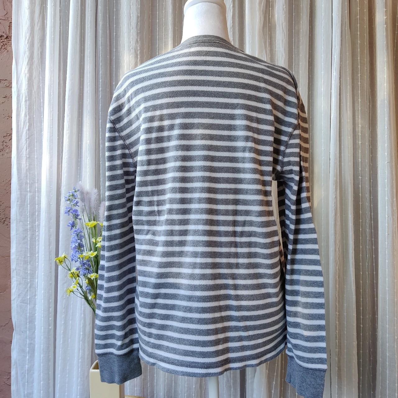 ₊⊹Grey and white striped long-sleeve shirt⊹₊ Great... - Depop