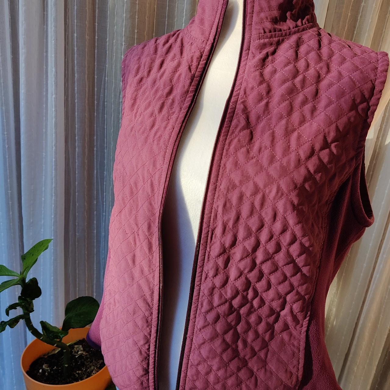 ₊⊹Burgundy/dark plum zip-up puffer vest⊹₊ 80s... - Depop