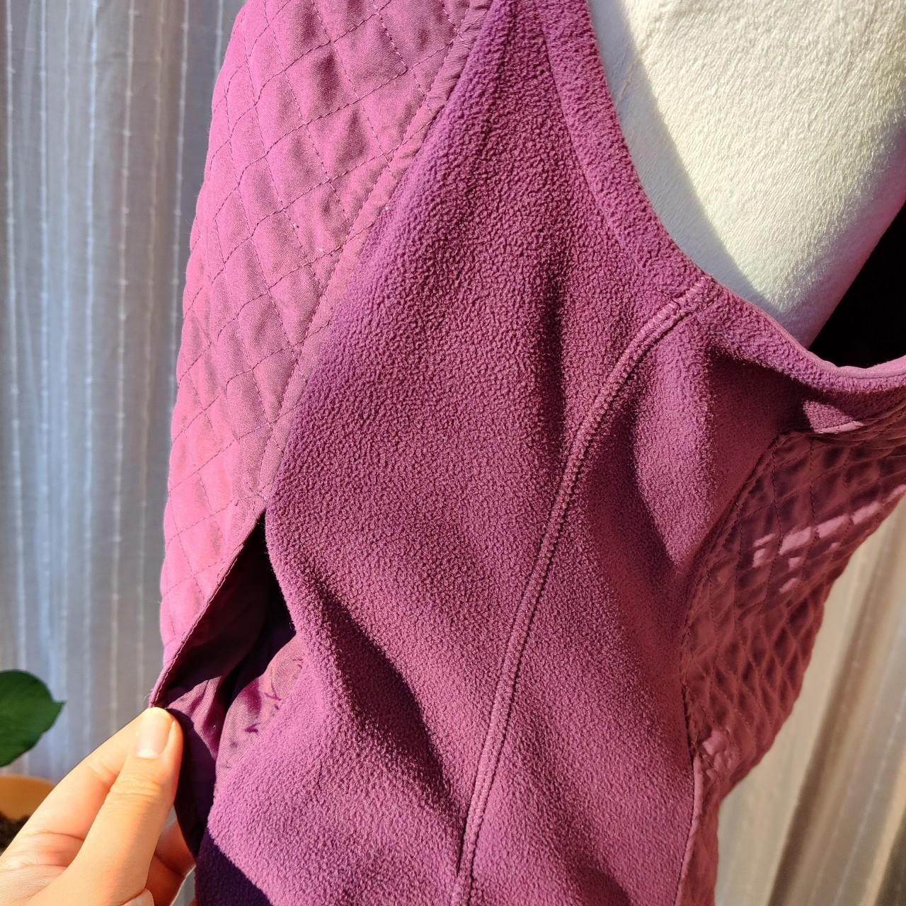 ₊⊹Burgundy/dark plum zip-up puffer vest⊹₊ 80s... - Depop