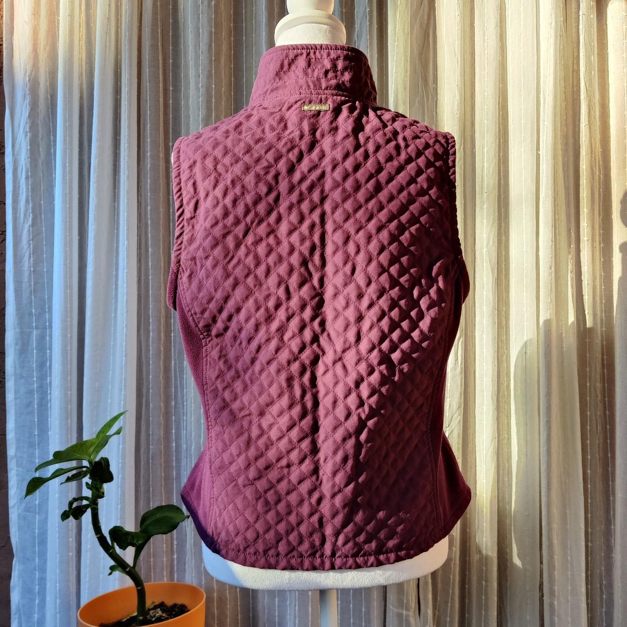 ₊⊹Burgundy/dark plum zip-up puffer vest⊹₊ 80s... - Depop