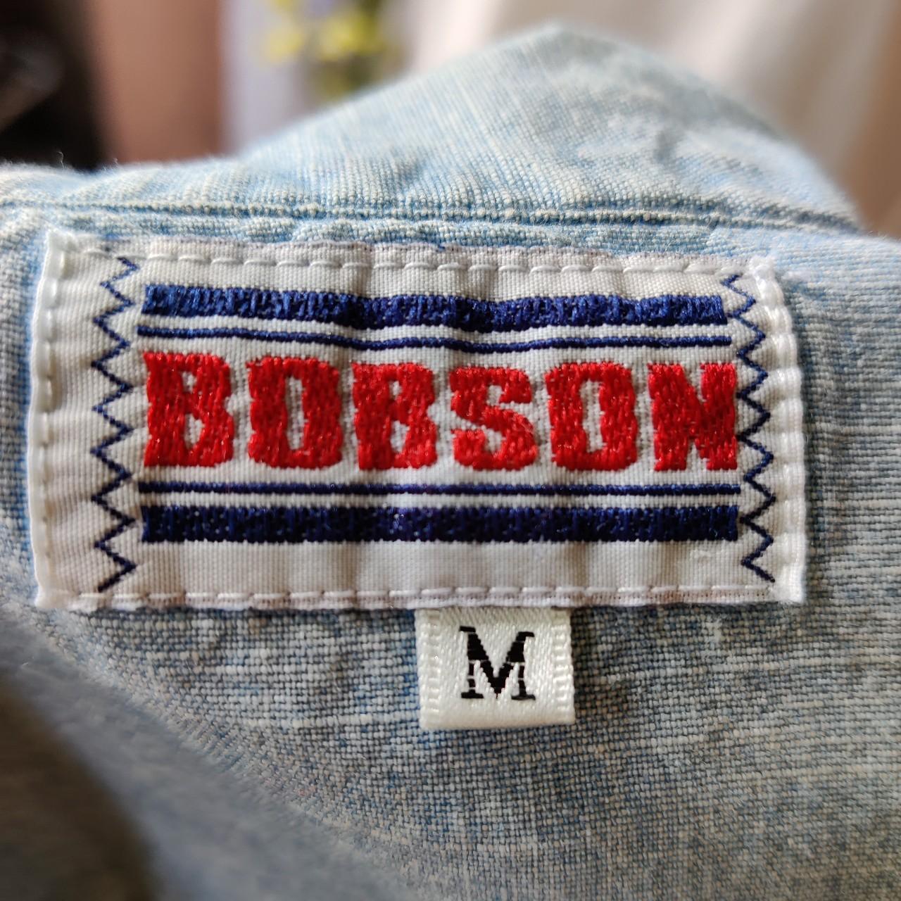 ₊⊹Light blue denim button up collared blouse with... - Depop