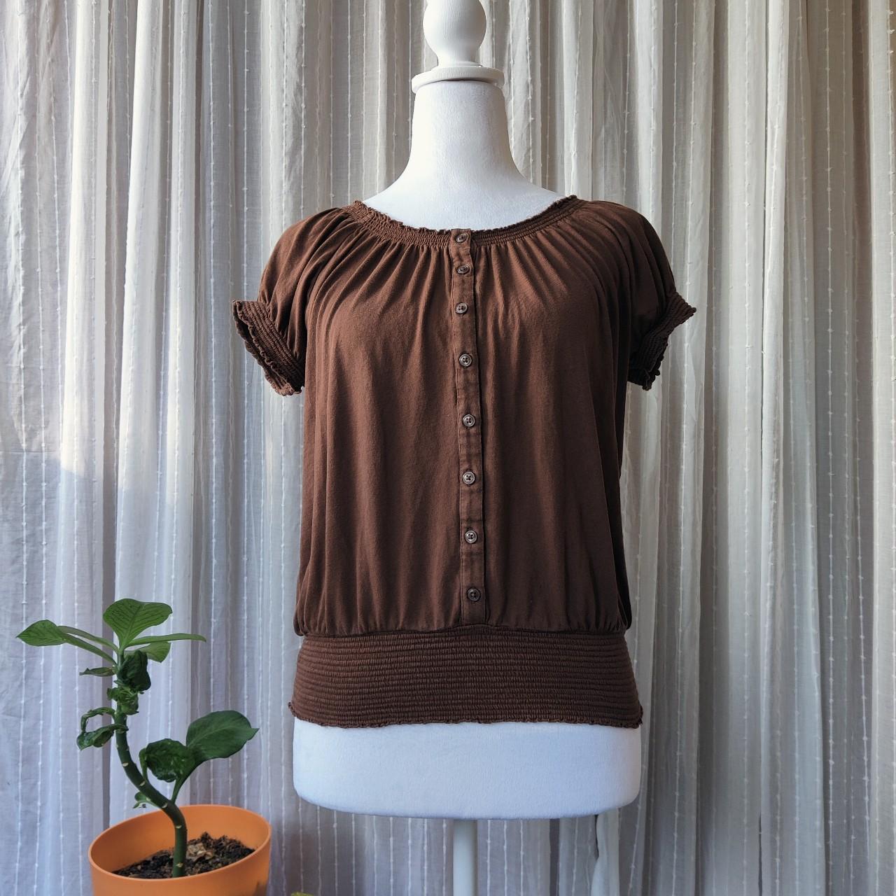 Baby doll button blouse top with elastic hem ... - Depop