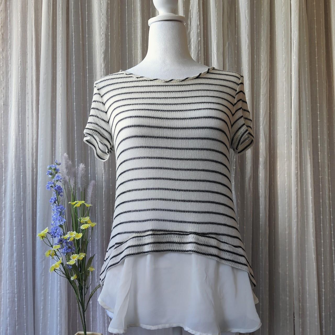 Knitted crocheted striped see-through top. Can be... - Depop