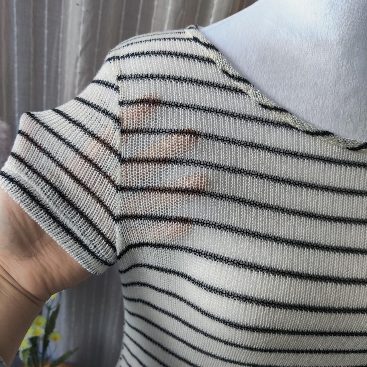 Knitted crocheted striped see-through top. Can be... - Depop