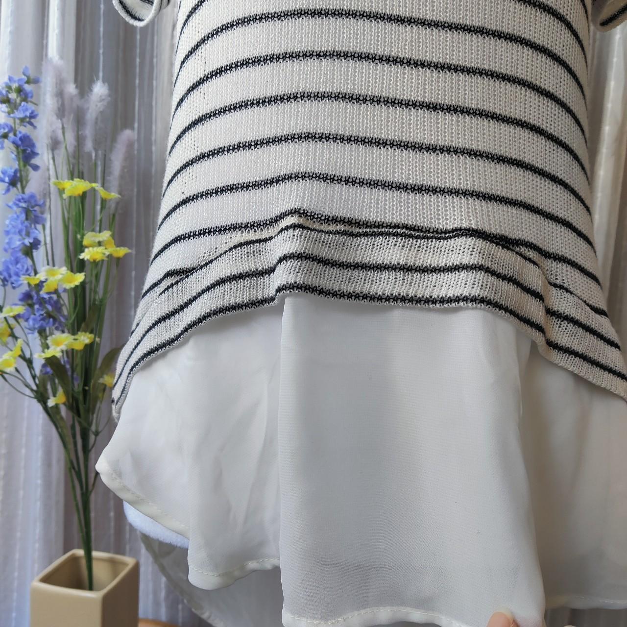 Knitted crocheted striped see-through top. Can be... - Depop