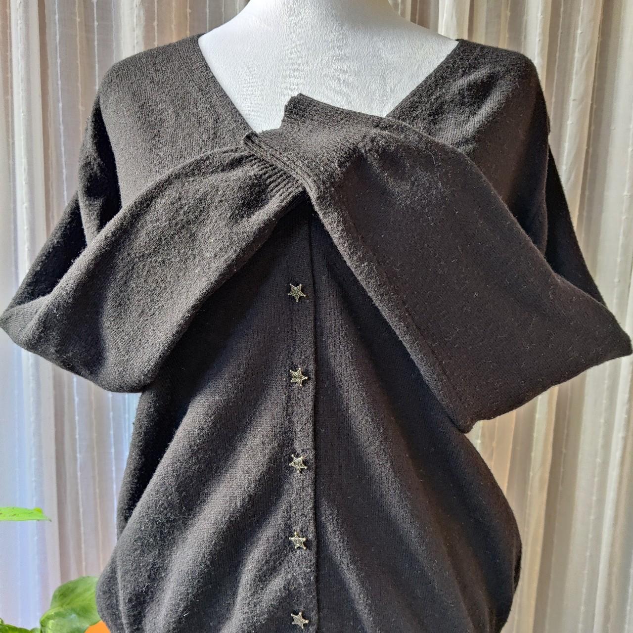 ₊⊹Black v-neck cardigan with star shaped buttons⊹₊... - Depop