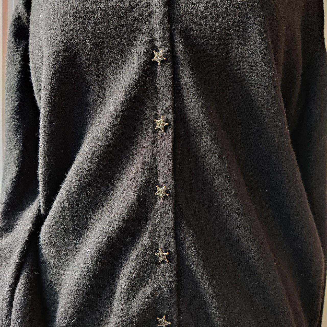 ₊⊹Black v-neck cardigan with star shaped buttons⊹₊... - Depop