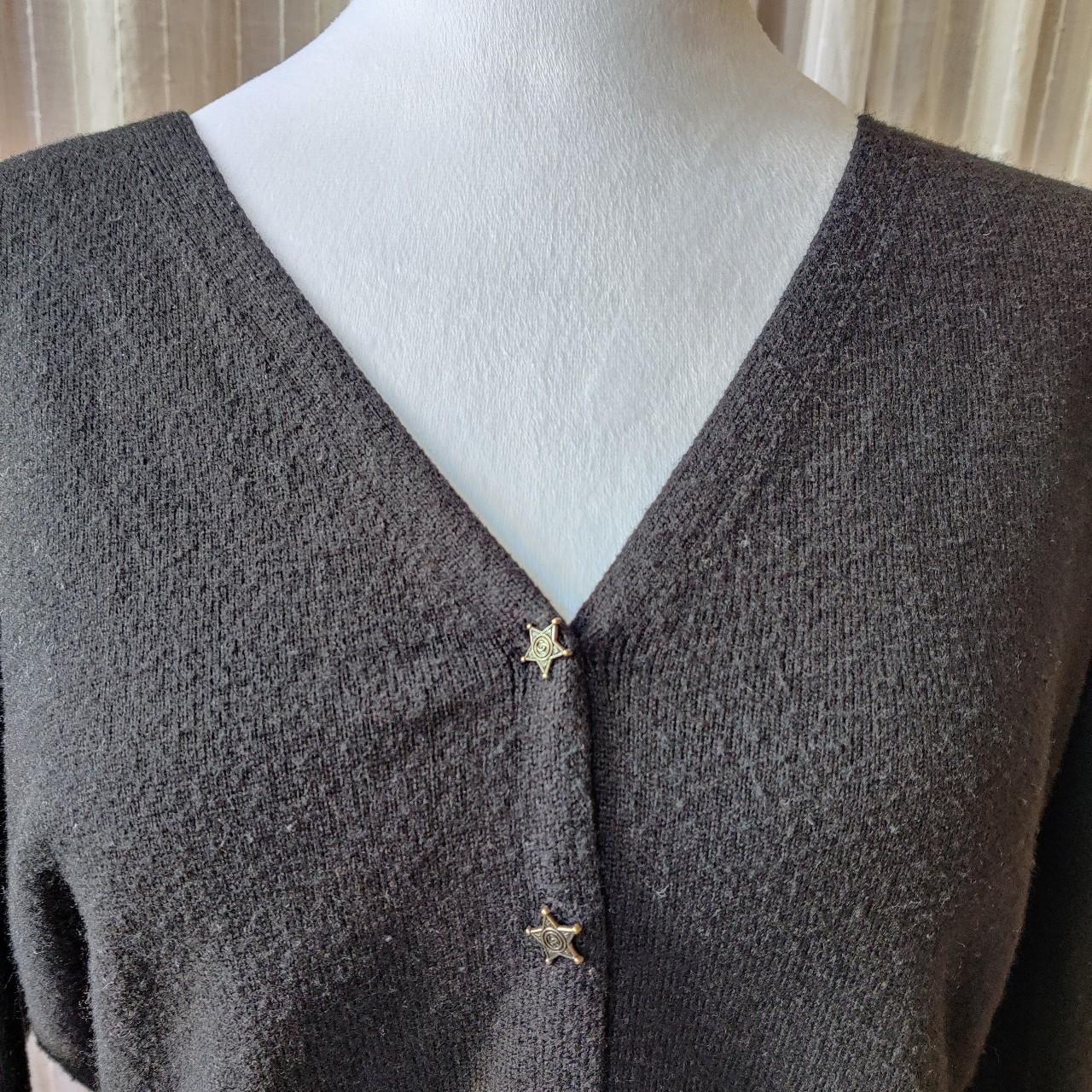 ₊⊹Black v-neck cardigan with star shaped buttons⊹₊... - Depop