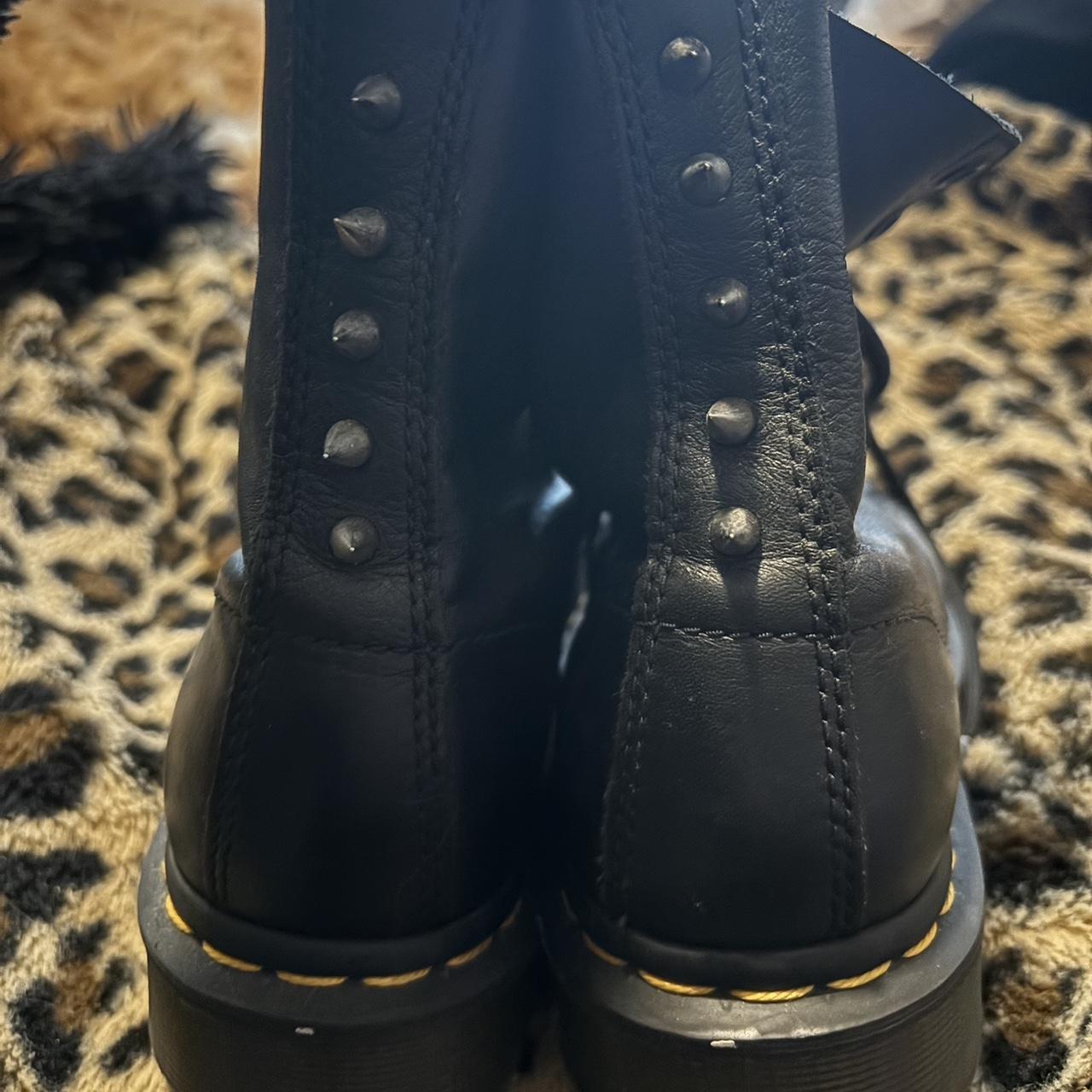 custom studded doc marten pascal soft leather boots... - Depop