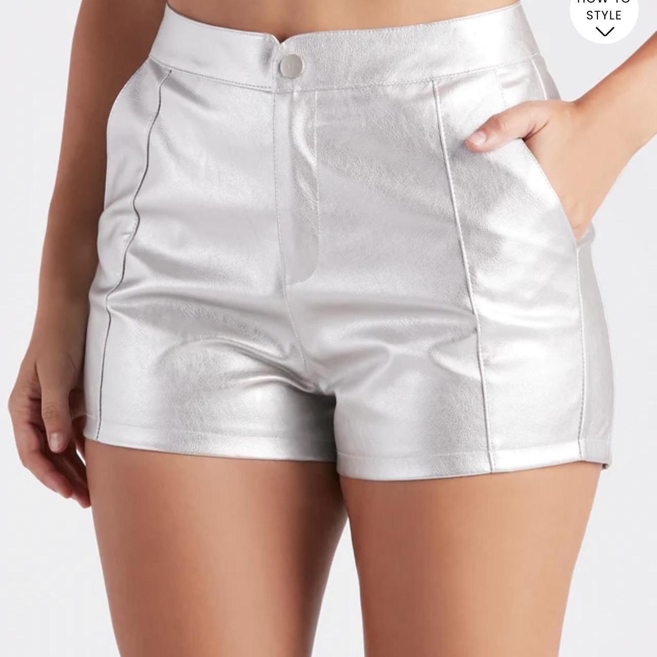 To Infinity And Beyond Metallic High Rise Shorts... - Depop