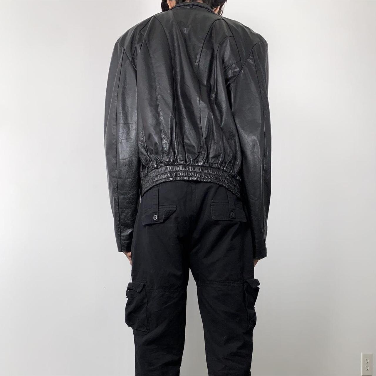 vintage 80s leather jacket supple black... - Depop