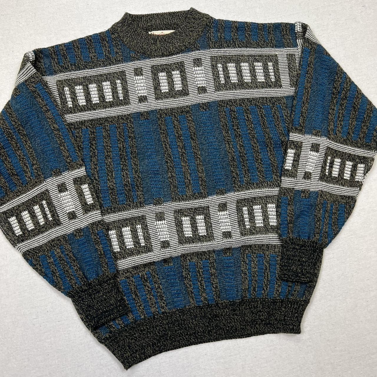 Vintage earth tone grandpa sweater Striped plaid... - Depop