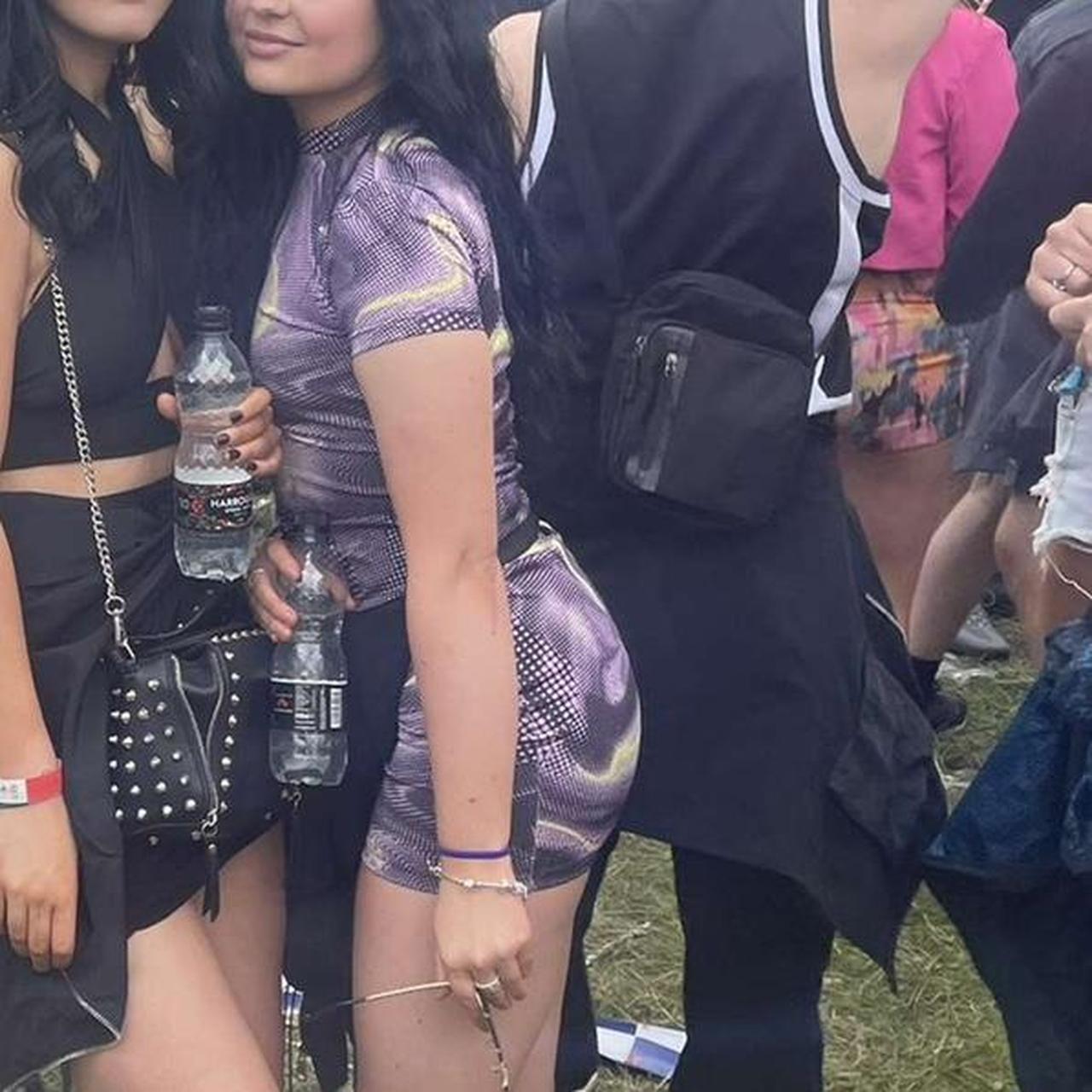 Purple open back body con from bershka Bought for... - Depop