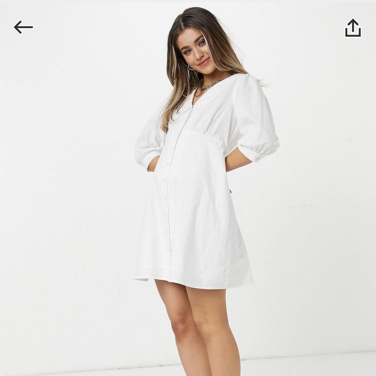 White new look poplin collar button down... - Depop