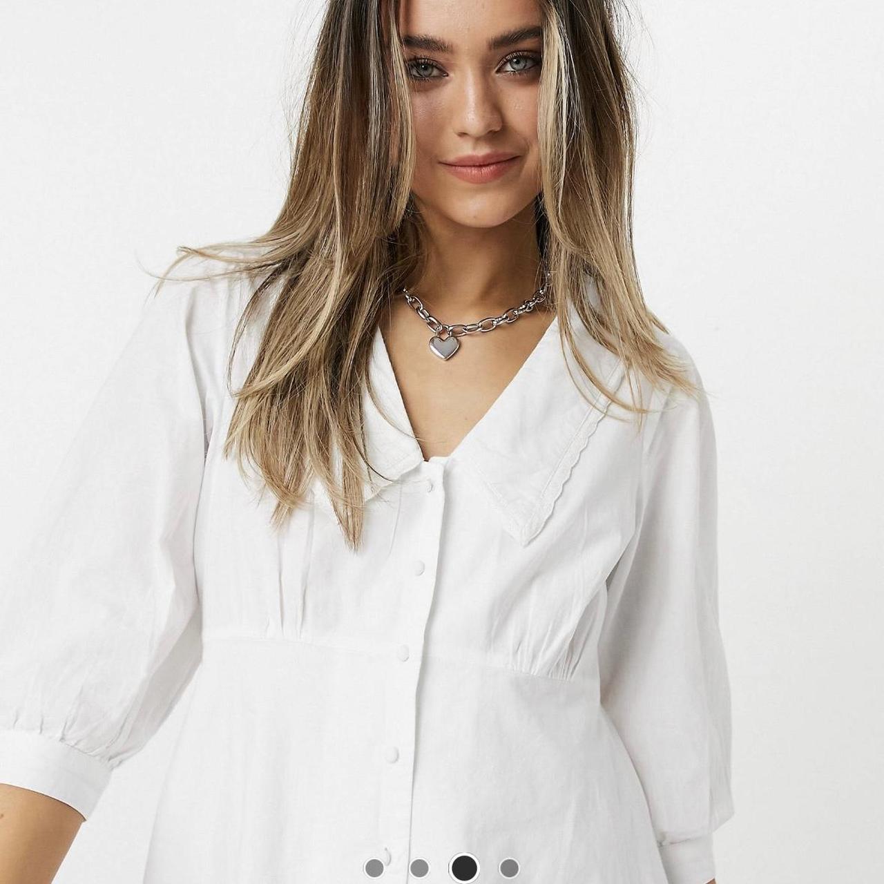 White new look poplin collar button down... - Depop