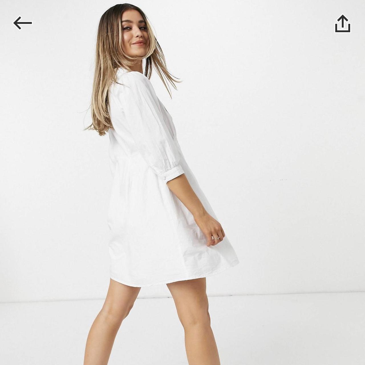 White new look poplin collar button down... - Depop