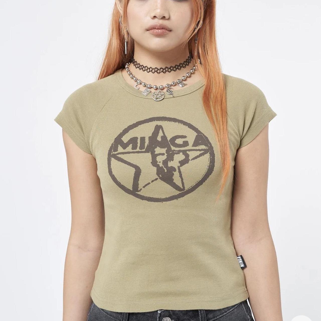 Minga London Star Girl Sage Green Raglan Tee Only... - Depop
