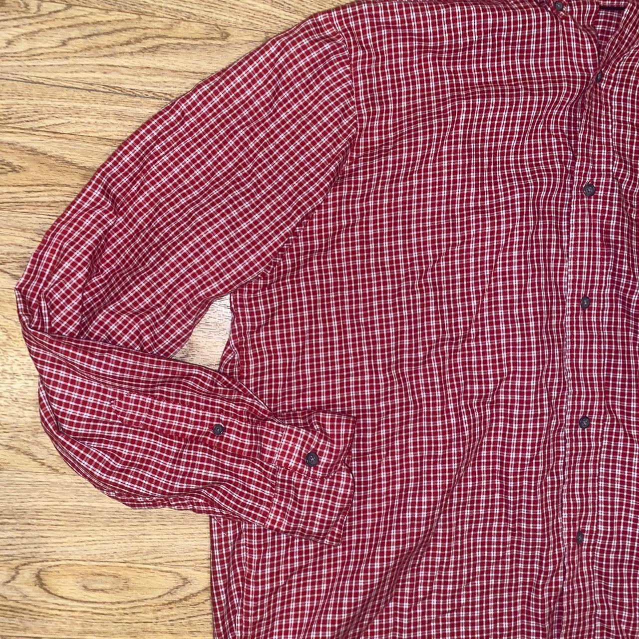 red plaid button up shirt brand is chaps size men’s... - Depop
