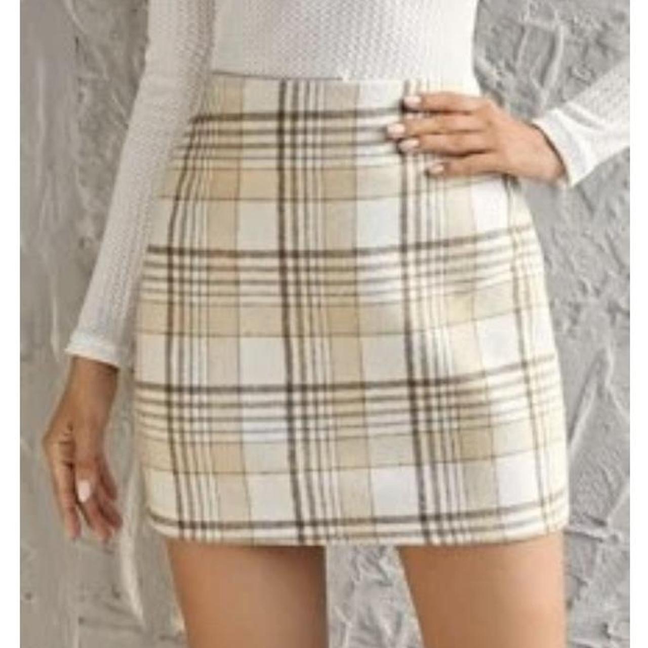 SHEIN Women's Cream and Tan Skirt | Depop