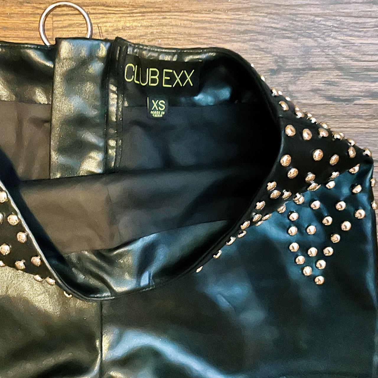 Club Exx black faux leather studded Hot Shorts Brand... - Depop