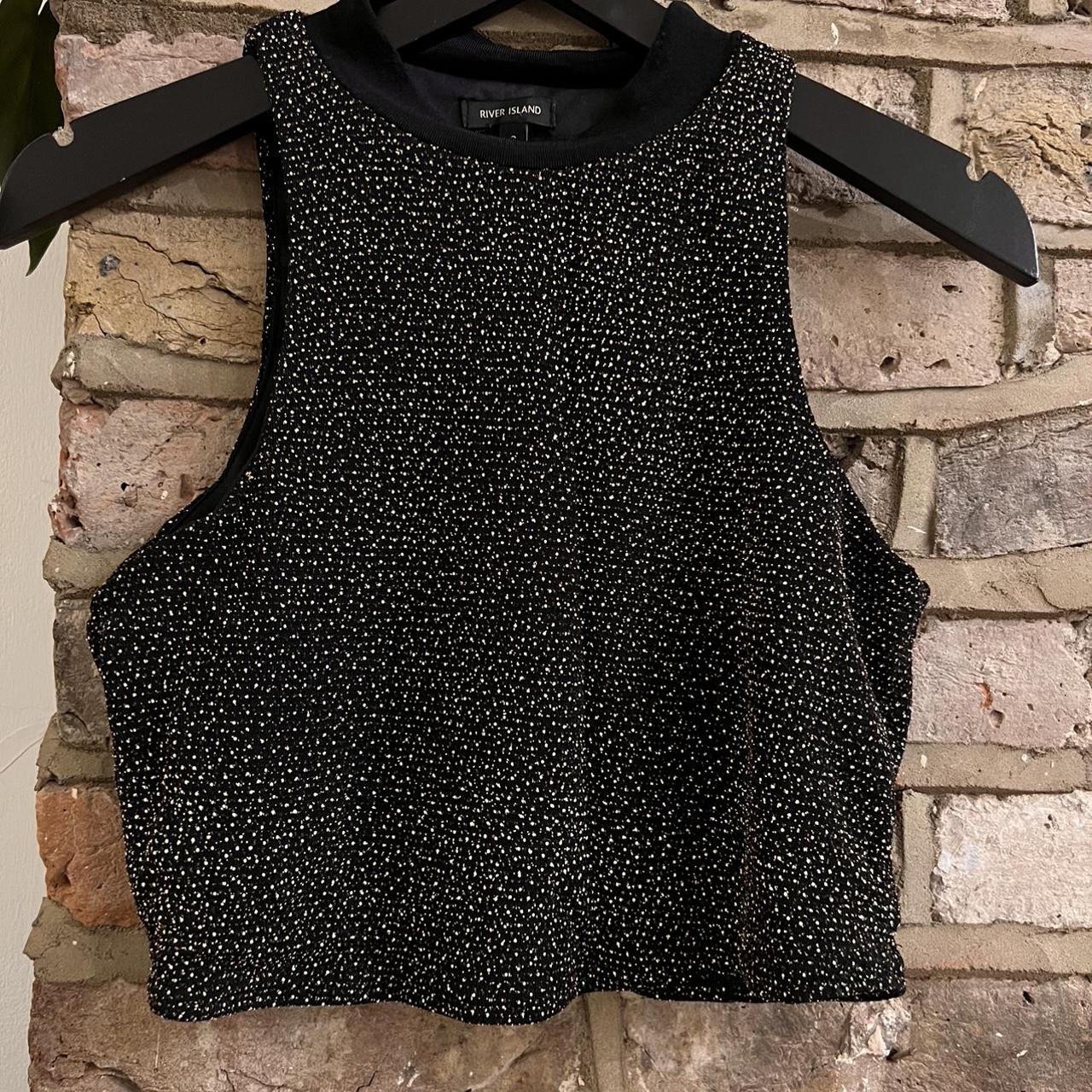 River Island Sparkly Gold Glitter Crop Tank Top Depop
