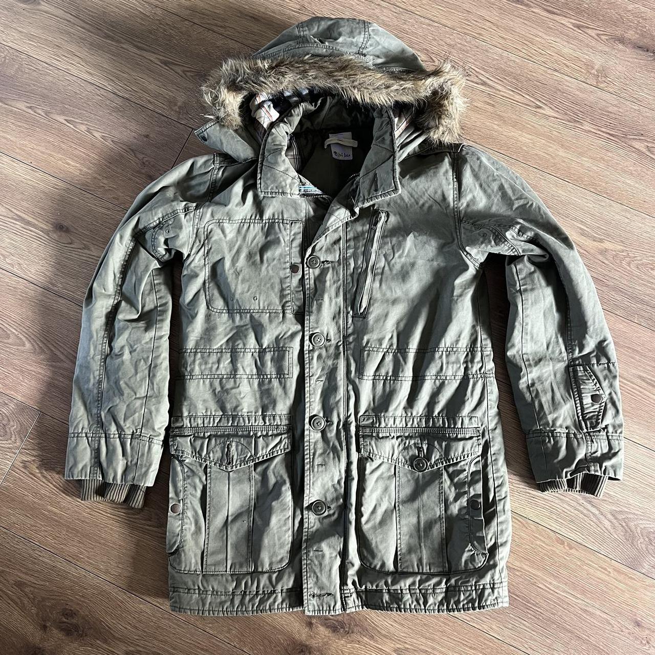 Khaki green thick Parker fat face coat size small -... - Depop