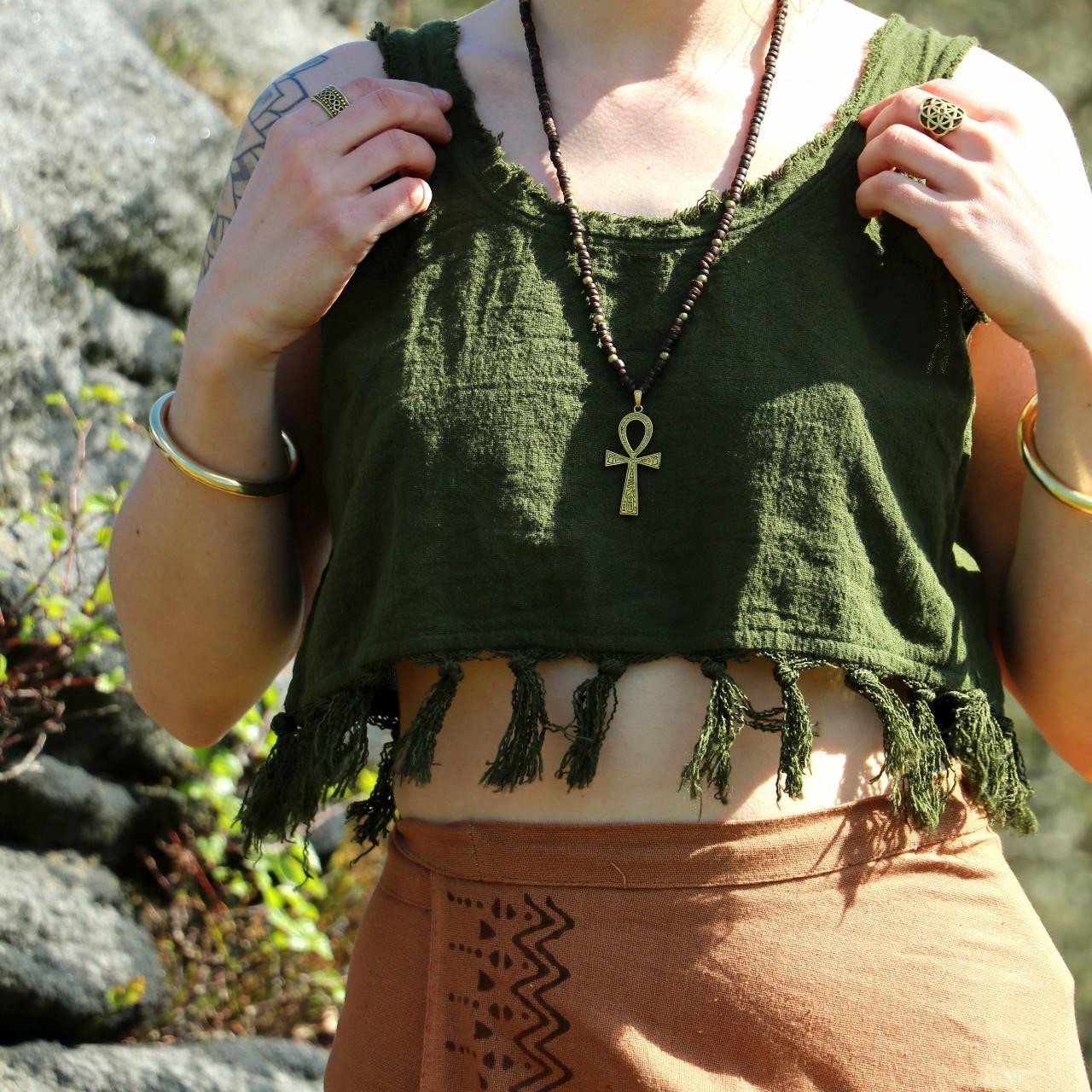 Tassled Earthy Crop Top ༺ Tribal Soul |... - Depop