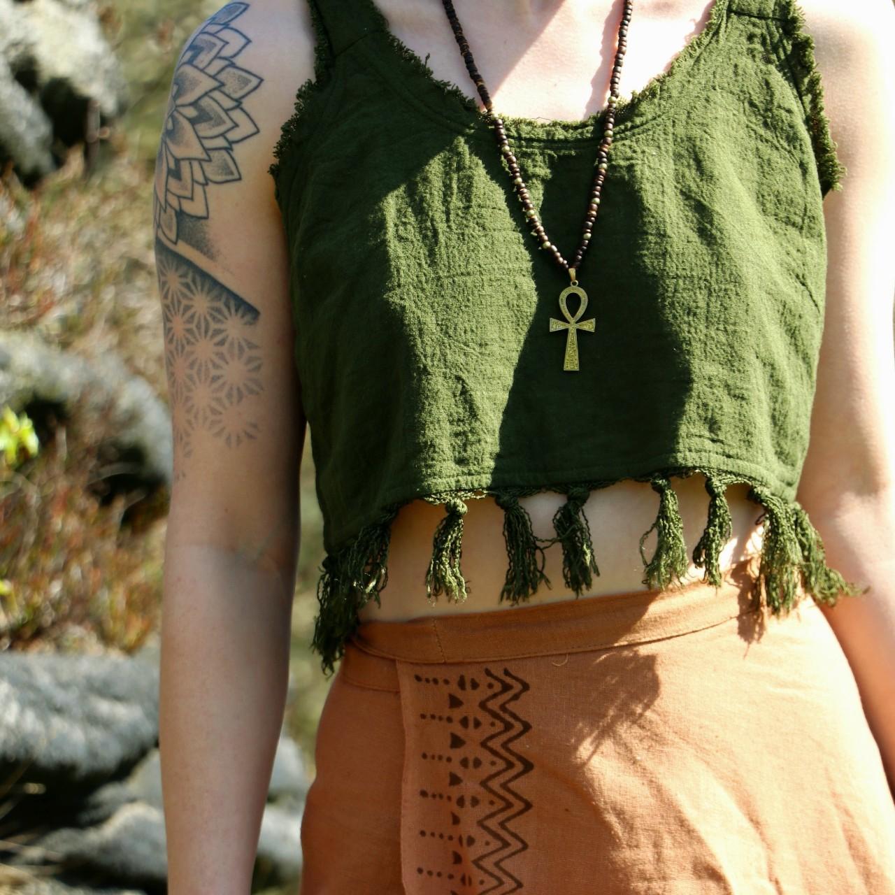 Tassled Earthy Crop Top ༺ Tribal Soul |... - Depop