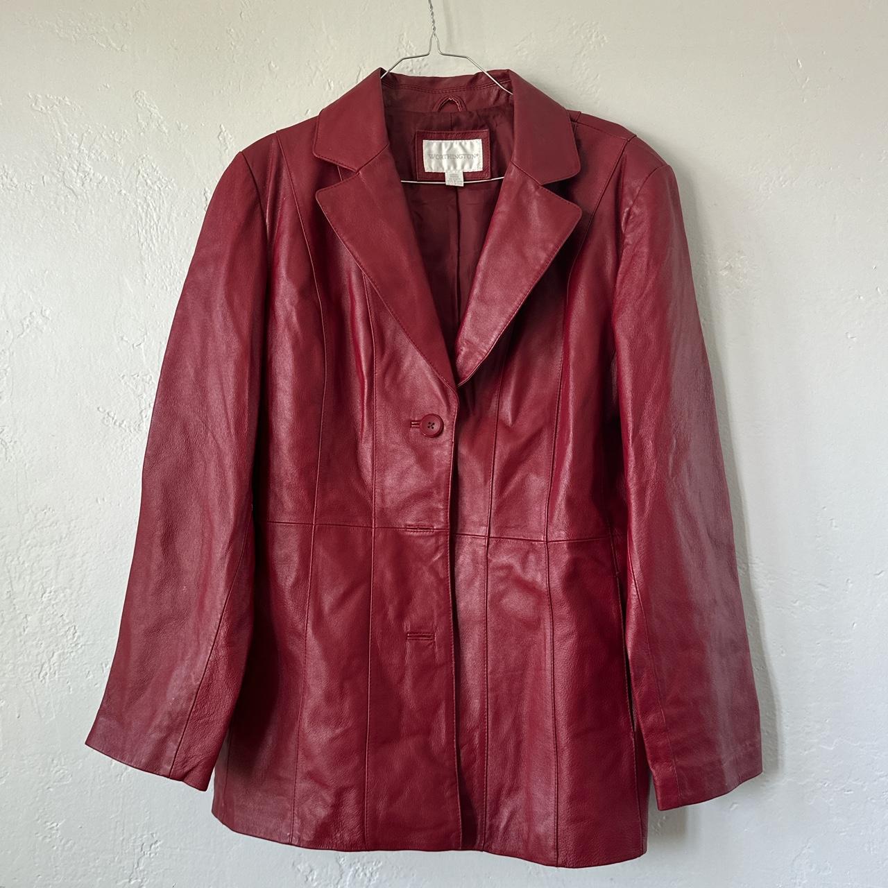 Red genuine leather jacket Size L - Depop
