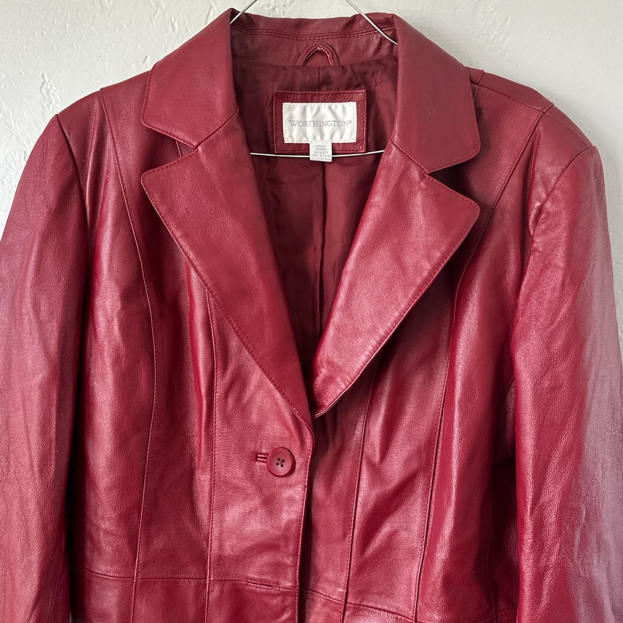 Red genuine leather jacket Size L - Depop