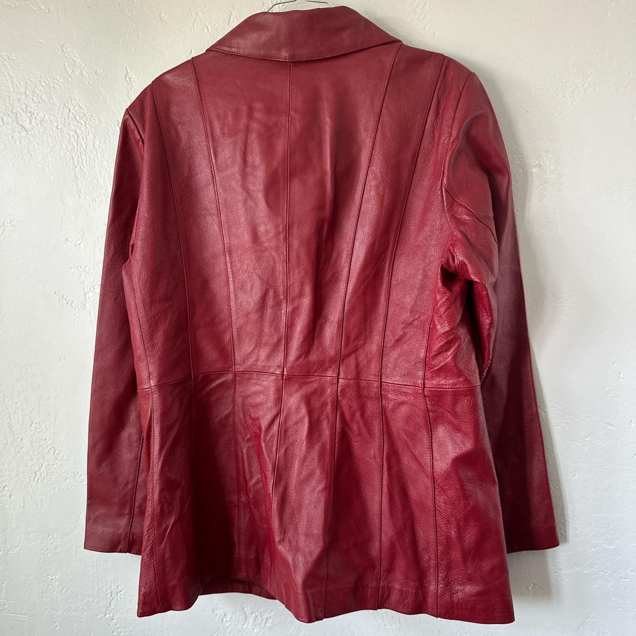 Red genuine leather jacket Size L - Depop