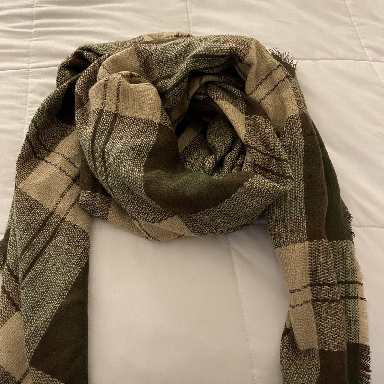green and brown plaid scarf message me with any... - Depop