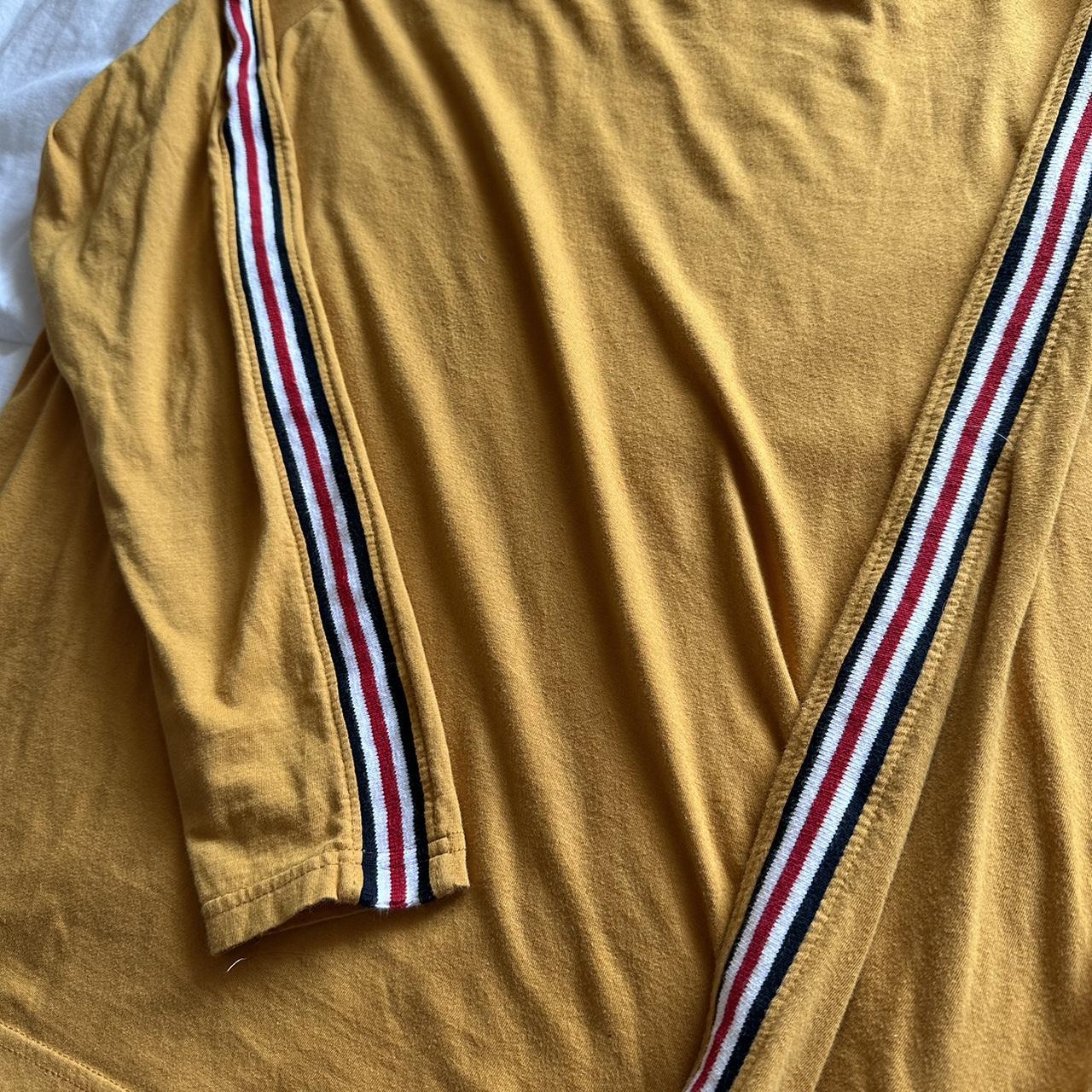 Long sleeve mustard yellow shirt with stripe on... - Depop