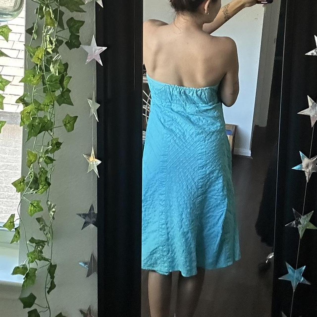 cute lil vintage blue tube midi dress tag less but... - Depop