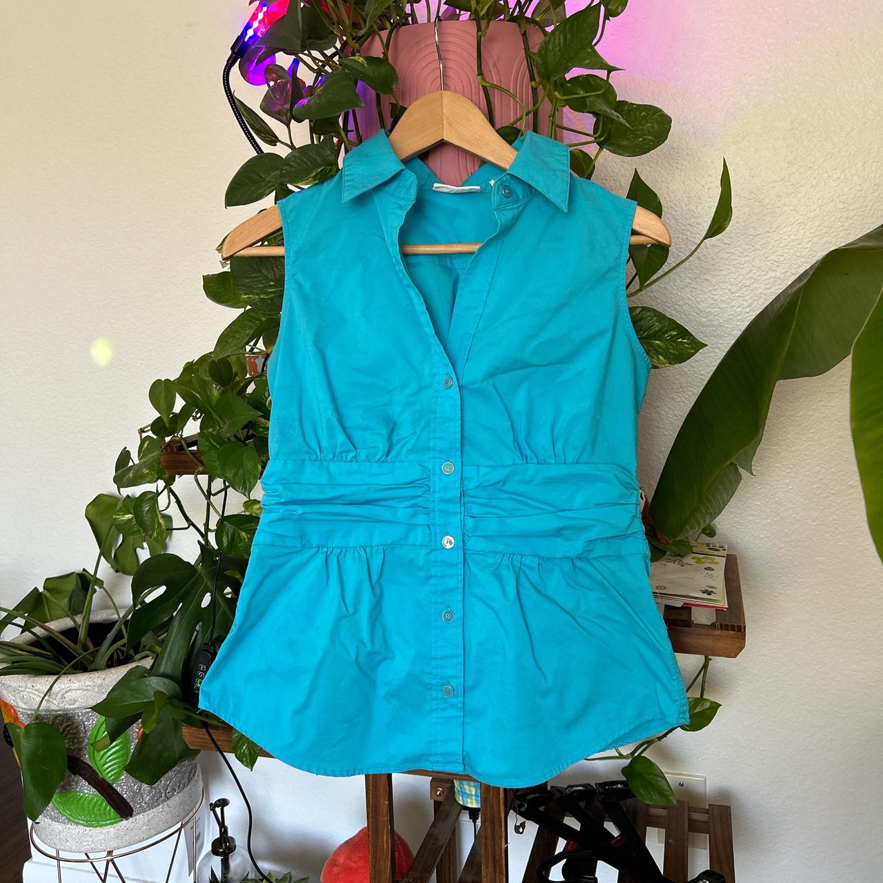 Blue Cincched Waist Tank Top Rushing Details And Depop