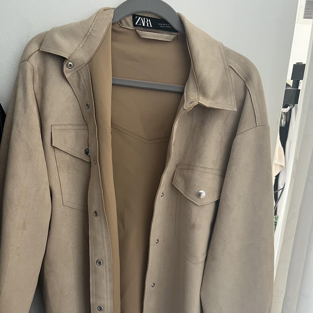 tan zara jacket! great condition and size medium - Depop