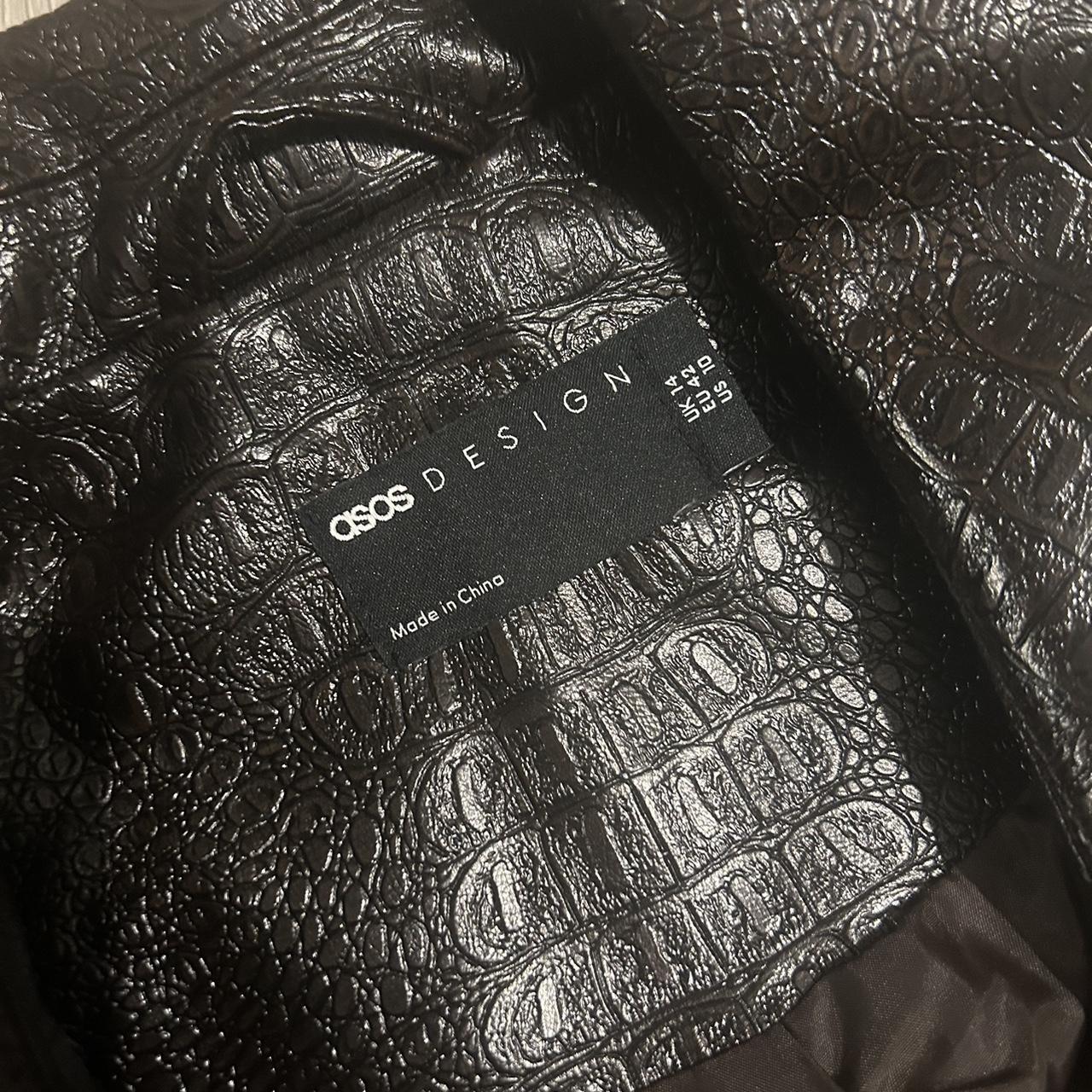 ASOS DESIGN belted croc faux leather mum iacket in... - Depop