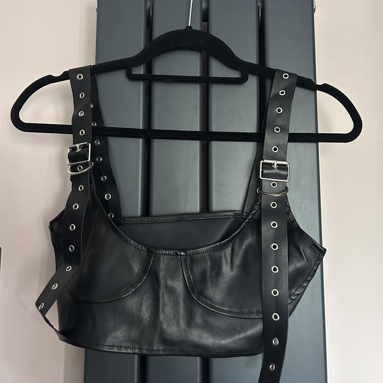 Black Buckle Bra / Crop Top Worn twice, perfect... - Depop