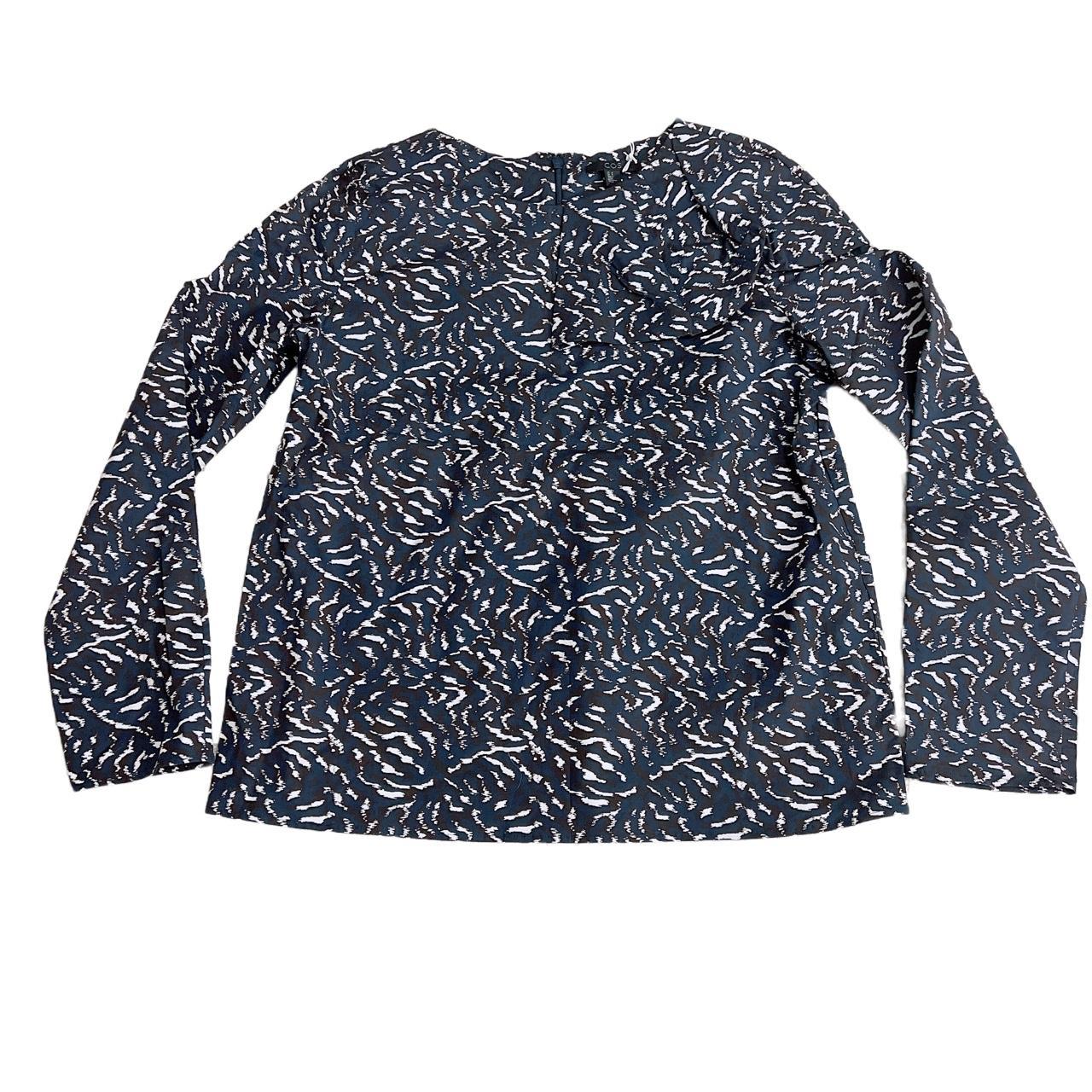 COS Navy Blue Patterned Cotton Blouse Top NWT #cos... - Depop