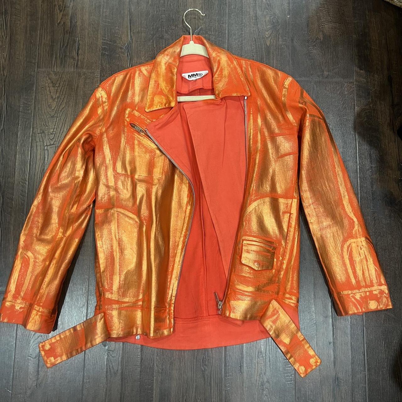 MM6 Orange Metallic Coated Jacket Fits a XS-M - Depop