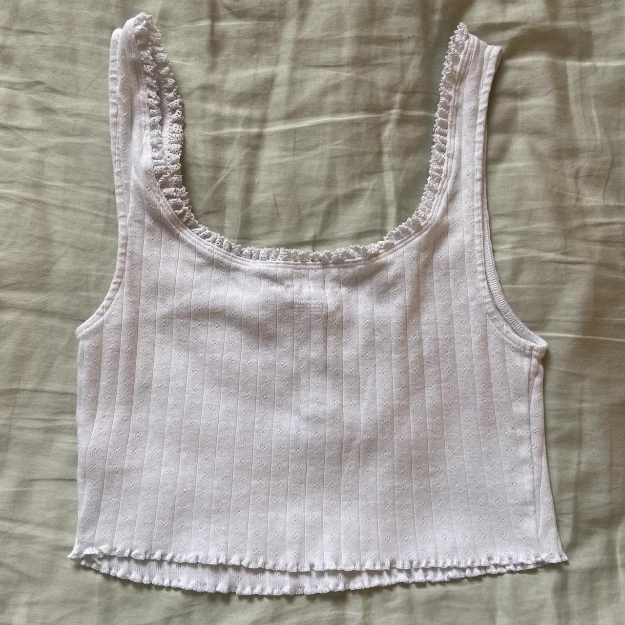 American Eagle Women's White Crop-top | Depop