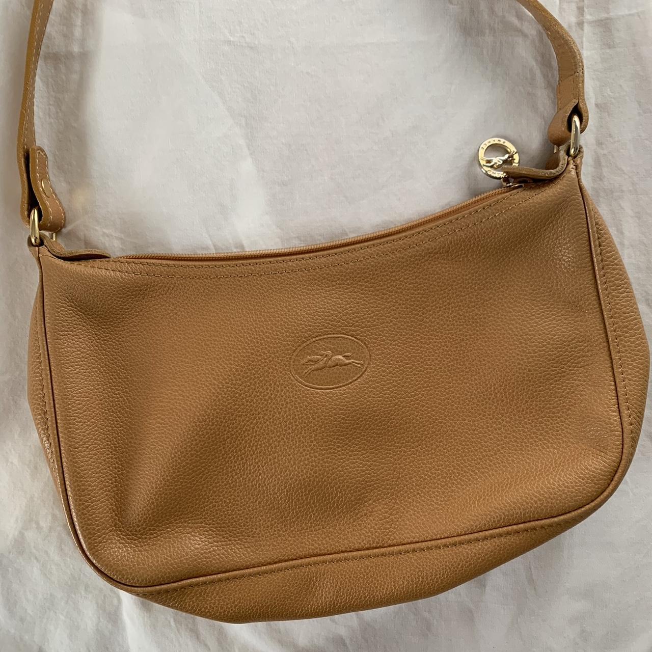 Vintage Longchamp Crossbody Bag - Camel Genuine... - Depop