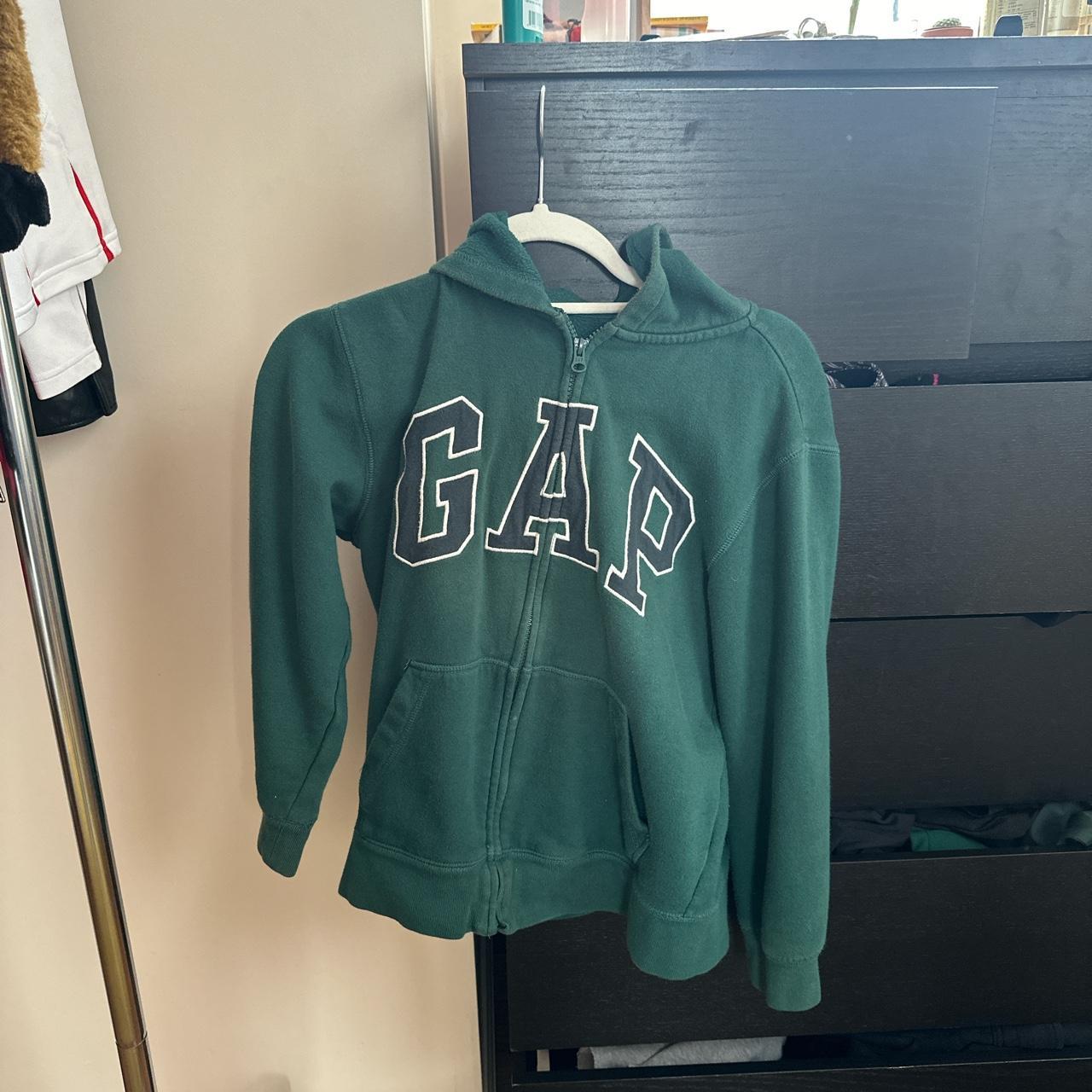 Gap kids XL zip up dark green emerald. Fits womens XS - Depop