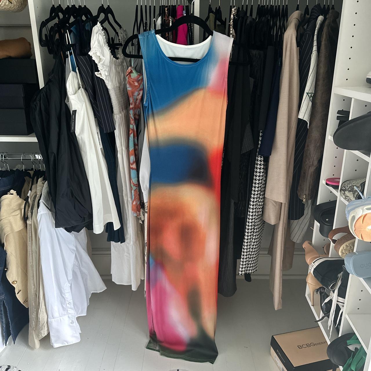 Colorful Bodycon maxi dress. Worn once excellent... - Depop